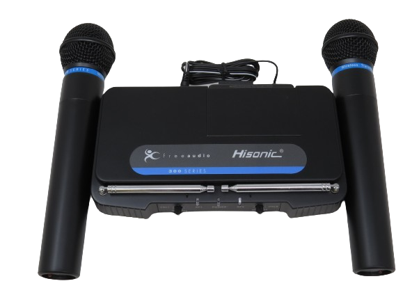 Hisonic ATW-R300 VHF Wireless Microphone System with Dual Handheld Mic ...