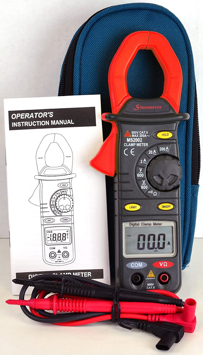 Sinometer MS2002 Auto Ranging AC 200 Amp Clamp Meter with Backlight LC ...