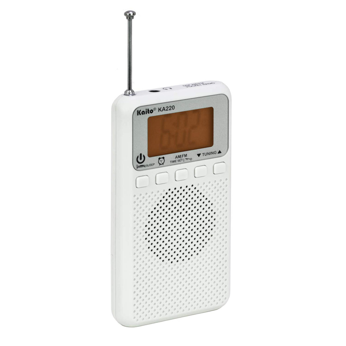 Kaito KA220W Pocket Digital AM/FM Radio with Alarm Clock & Sleep Timer ...